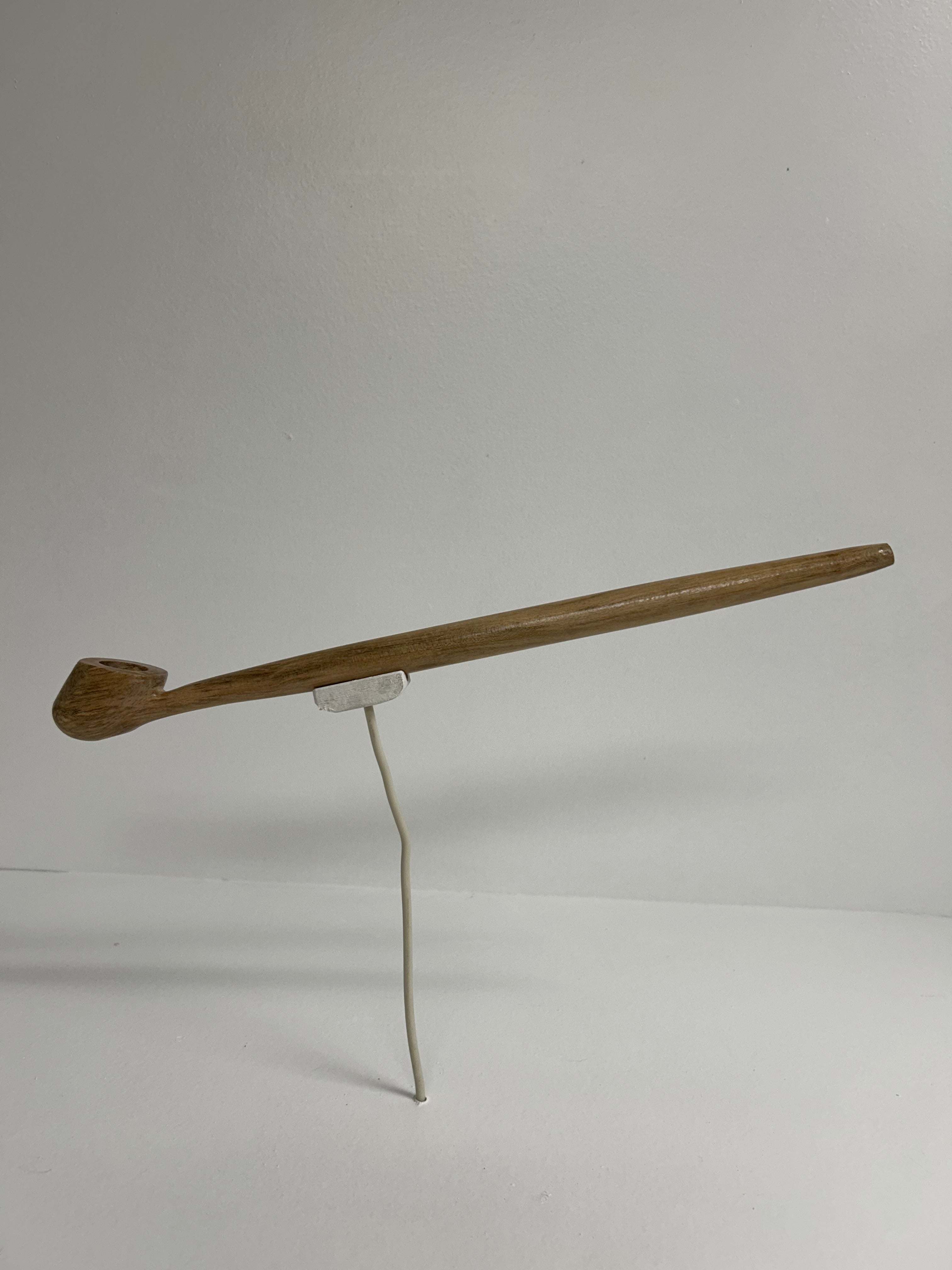 13 3/8" Maple wood pipe with some tiger stripes, 5/8" bowl width and d ...